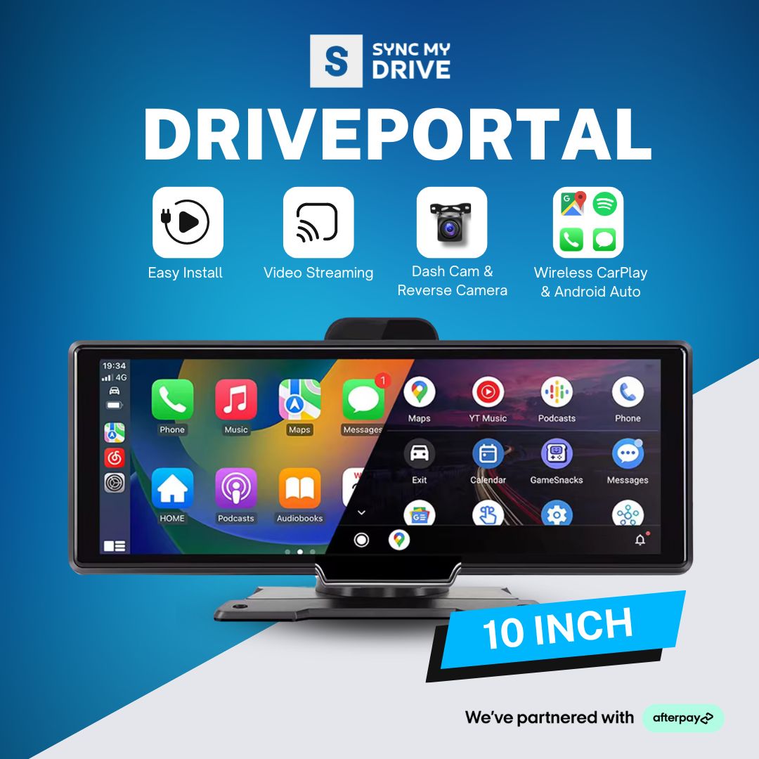 DrivePortal Wireless CarPlay Head Unit + Dash Cam + Reverse Cam